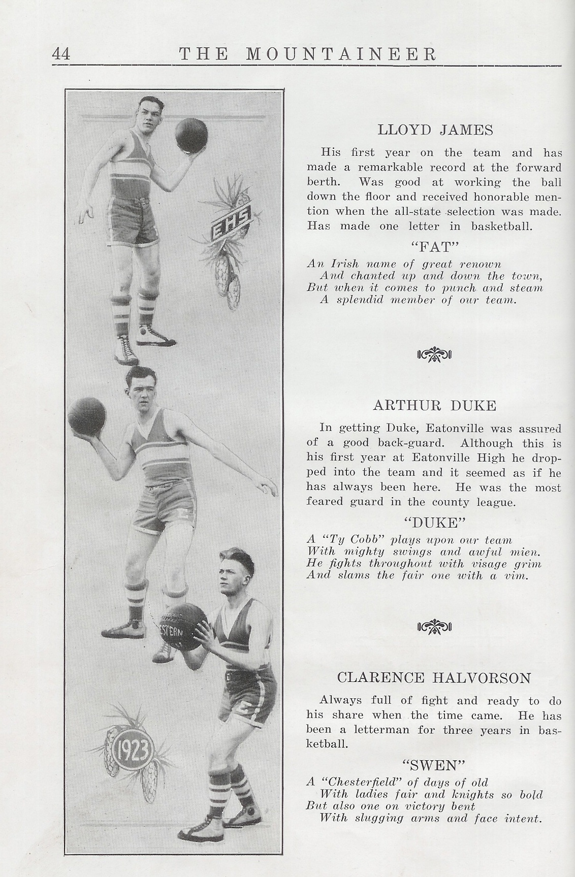 The fabulous 1923 EHS Basketball Team – Eatonville To Rainier